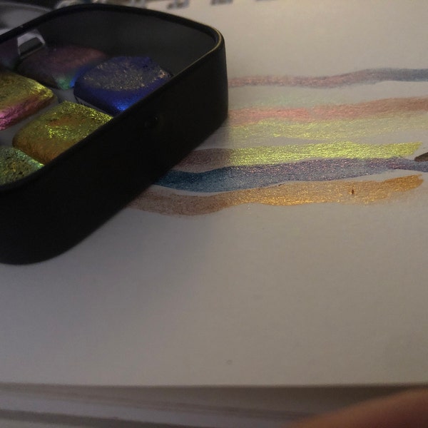 Handmade Watercolour Tester Pack - Set of 24 Mini Pans - Metallic and ...
