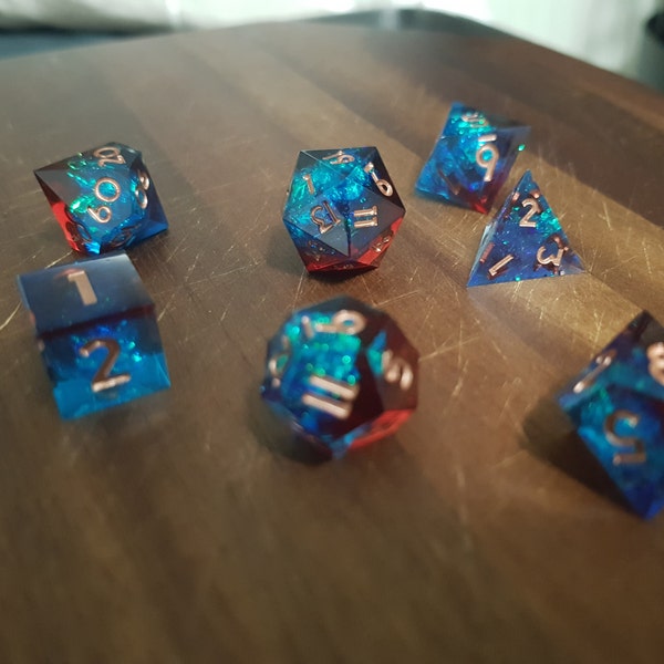 Blue Lightning DND D20 Dice, Resin Sharp Edge Dice Set, D&D Dice Set ...