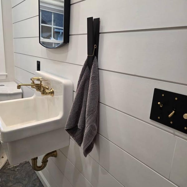Jumbo Wooden Clothespin Towel Holder | Custom Metal Spring (gold, Black ...
