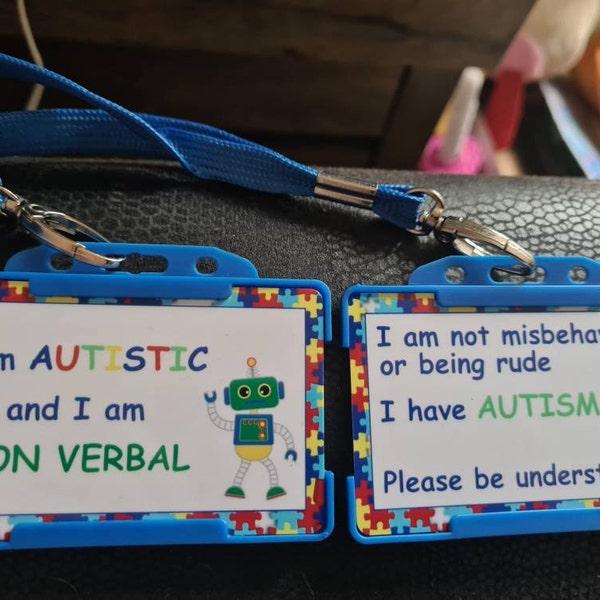 I Am Autistic and Non Verbal - Hidden Disability Autism Awareness ID ...
