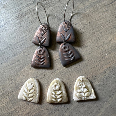 Polymer Clay Debossing Stamp Rose Flower Bunch Botanic Raised Clay ...