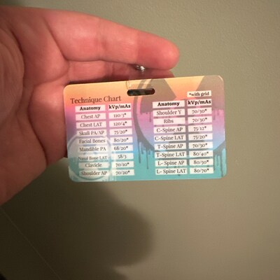 Xray Technique Card Xray Mas and Kvp Chart Radiology Technique Chart ...