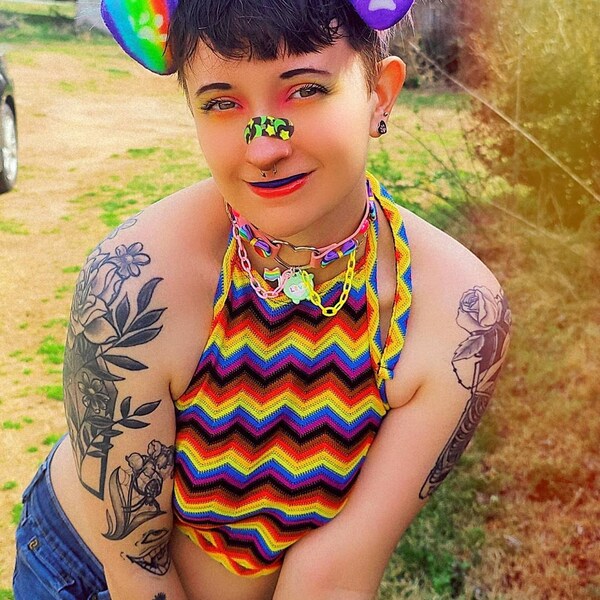 Purple Black ‘ Crystals “ Pastel Kawaii Emo Goth Choker Necklace Collar ...