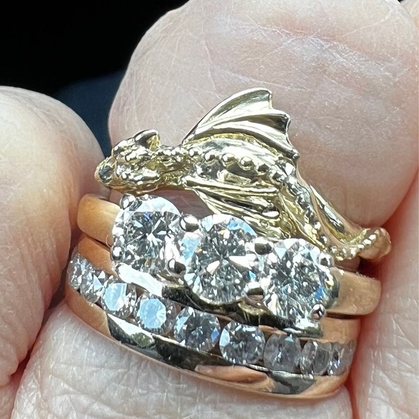 14 Karat Gold Baby Dragon Ring: Elvish Engagement Ring - Etsy