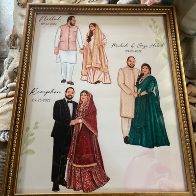 Wedding Portrait, Pakistani Wedding, Wedding Illustration, Desi Wedding ...
