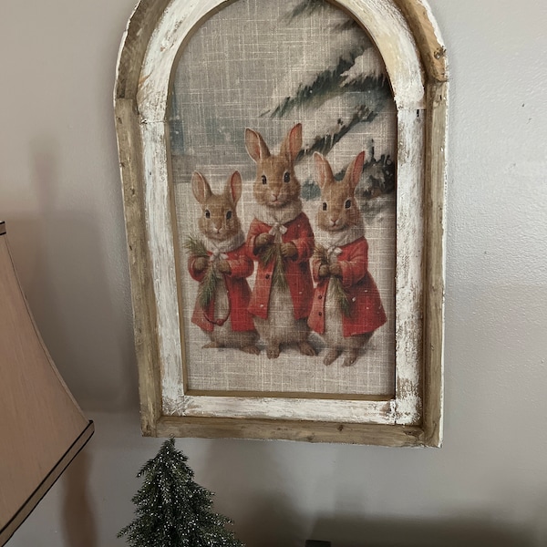 Christmas Bunnies Wall Decor | 14" X 22" | Christmas Wall Art | Winter ...