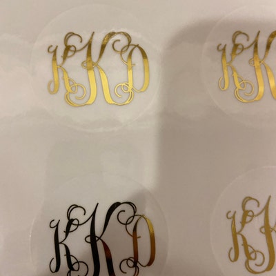 Monogram Stickers, Gold Foil on Clear Transparent Envelope Seals ...