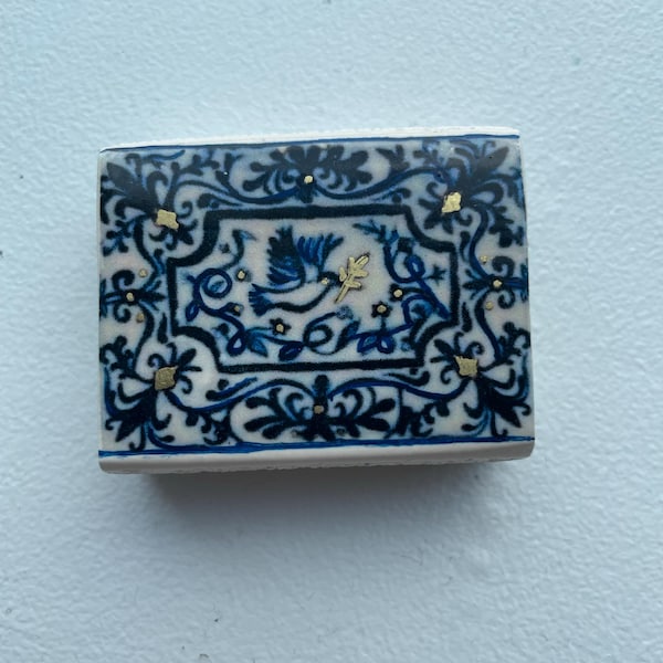 Ceramic Matchbox Sleeve. Elegant Blue and White, Delft Inspired ...