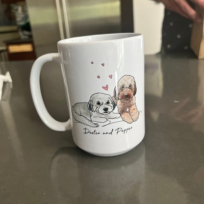 Personalized Dog Dad Mug, Custom Dog Mug, Dog Watercolor Line Art, Hand ...