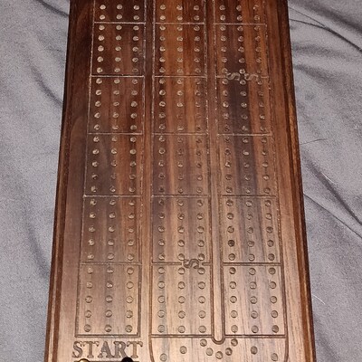 Lined Walnut Crib Board Cribbage Board skunk Lines card and Peg Storage ...