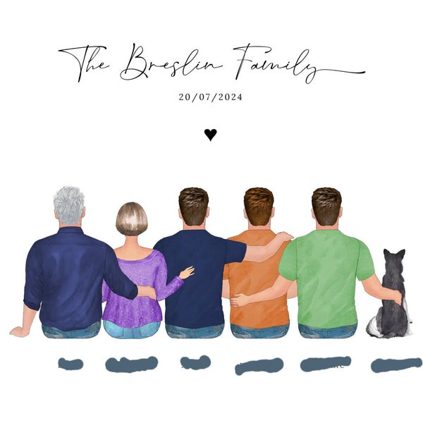 Custom Portrait Family Print, Personalized Gift for Family, Our Family ...