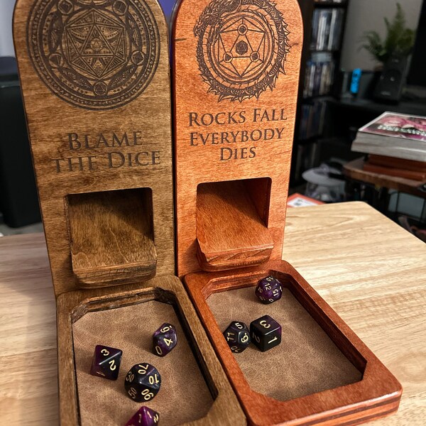 Dnd Dice Tower With Dice Tray, Personalized Custom Engraved Wood Tower ...