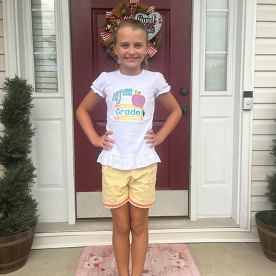 2nd Grade Appliqued Shirt/ Apple With Pencil and Monogram/ Monogrammed ...