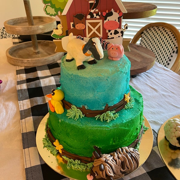 Farm Cake Topper, Farm Birthday Decor, Barn Cake Topper. - Etsy