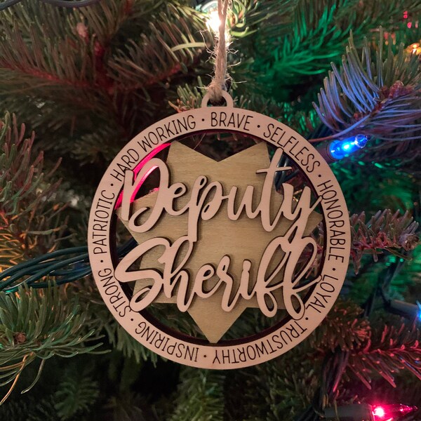 Gift for Deputy Sheriff, Sheriff Ornament, Double Layered Ornament With ...