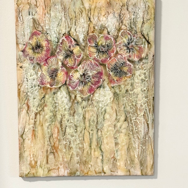 Golden Flowers Vase | Encaustic Art | Encaustic Painting | Canvas ...
