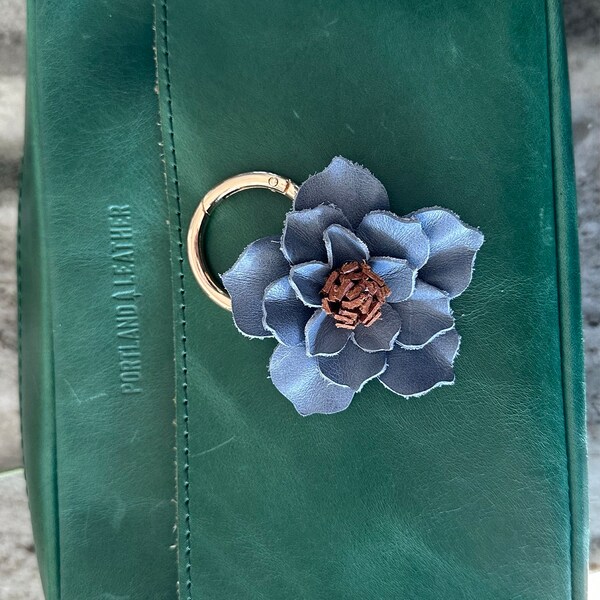 Blue Gray Flower Purse Charm, Single Blue Gray Magnolia Flower Purse ...