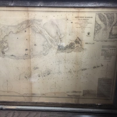 Nautical Charts of Key West Harbor, Florida, FL 1864. Restoration ...