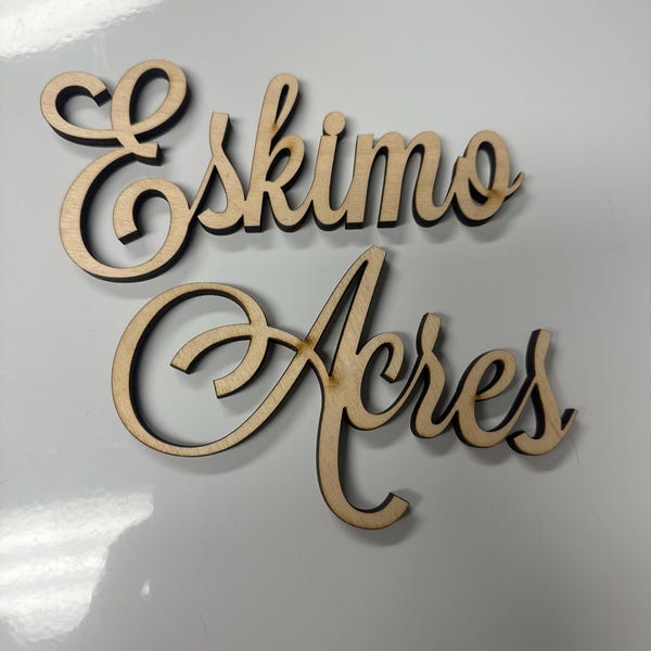 Custom Script Unfinished Wood Sign Laser Cut Letters Hanging Wall Decor ...