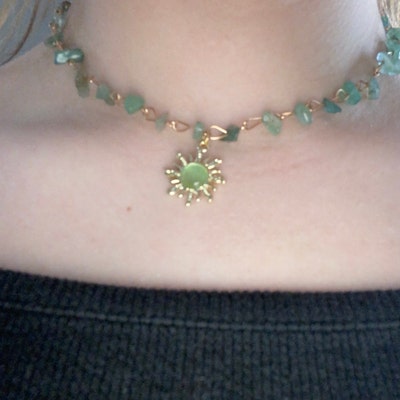 Gold Sun Pendant Choker,sun Necklace,beaded Choker,beaded Necklace ...