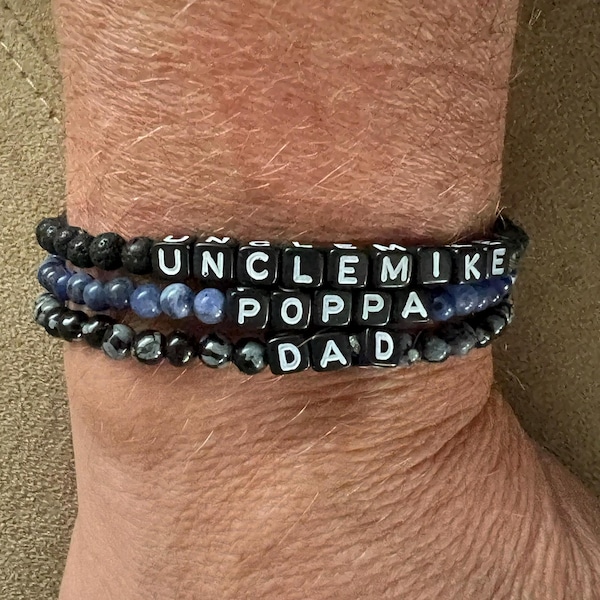Custom Men's Beads Bracelet, Father's Gift With Children's Names ...