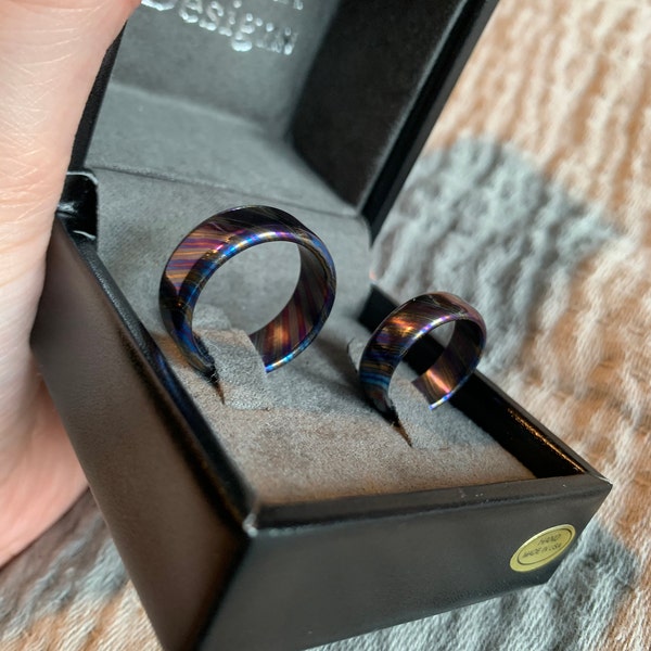 LIMITED Editionrolled Edge 8mm Black Timascus Zrti Ring 3mm-9mm Wide ...