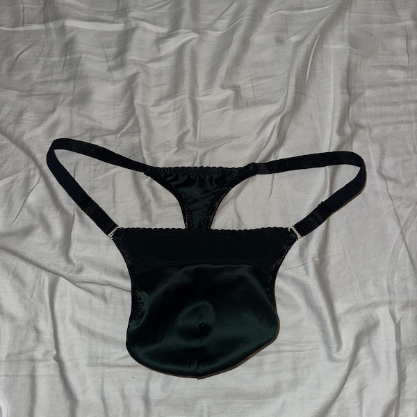 Black Satin Mens Thong - Etsy