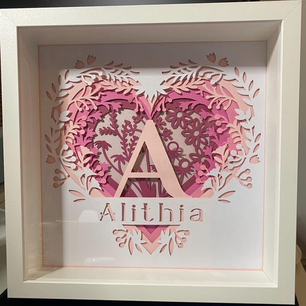 CUSTOMIZABLE 3D LOVE Split MONOGRAM A-Z Shadow Box - Custom Name - 3D ...