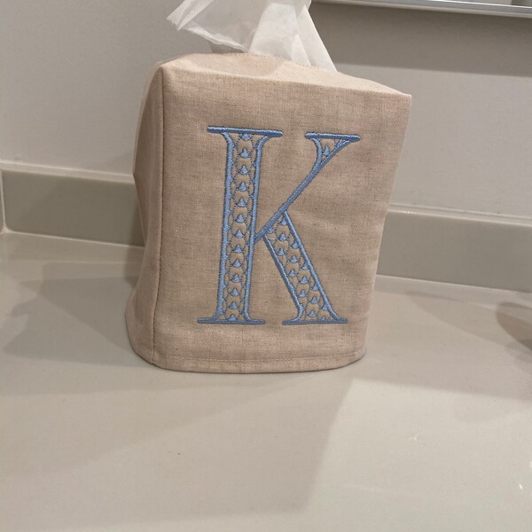 Monogrammed Tissue Box Cover-adorn Initial, Monogrammed Gift ...