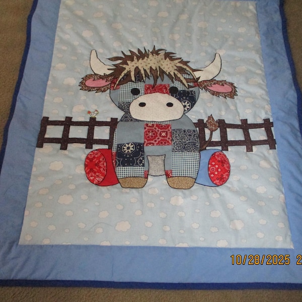 Jumbo Patchwork Highland Cow Baby Blanket Quilt Pattern (PDF Download ...