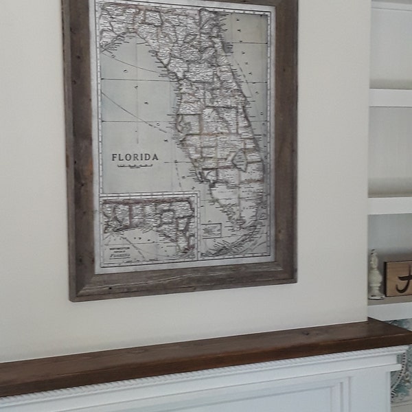 Florida Map, Vintage Map of Florida State, Framed Map Options, Vintage ...