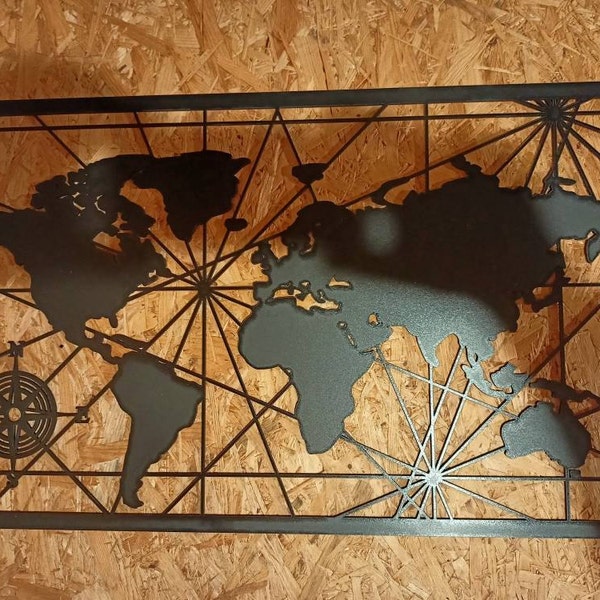 World Map Wall Art Decor Laser Cut Dxf Glowforge Svg Xtool CNC Router ...
