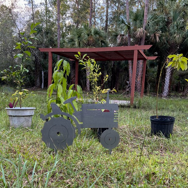 Rustic Tractor Garden Stake- Metal Garden Sign- Handmade -john Deere ...