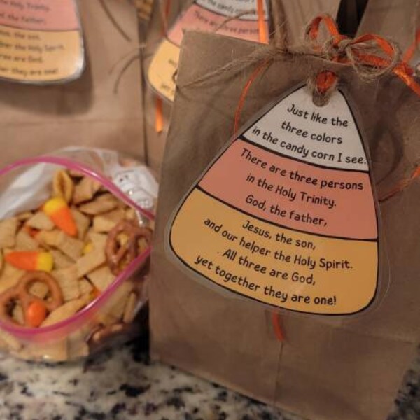 Candy Corn Trinity Tag Christian Halloween Treat Tag for Goody Bag ...