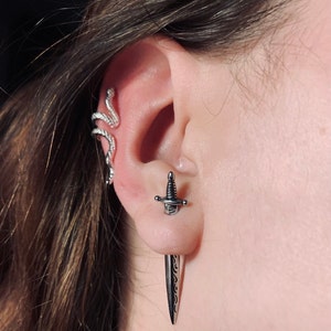 Sword Earrings, Front Back Earrings, Stainless Steel Earrings, Gothic ...
