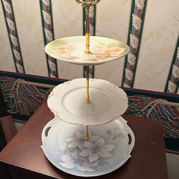 604, Three Tier Vintage Plate Stand, Royal Doulton, Chelsea Rose ...