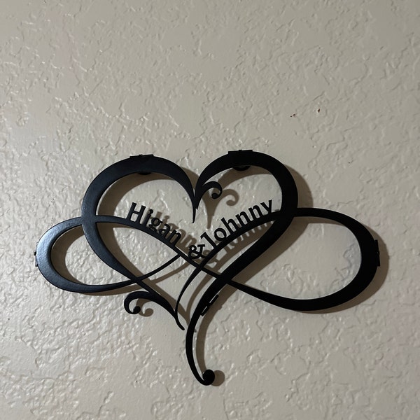 Customizable Love Heart Metal Signs - Personalized Couple Names Decor ...