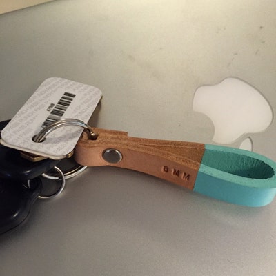 Custom Mint Leather Keychain Custom Leather Keychain - Etsy