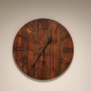 Large Wall Clock Personalized Gift Large Wooden Wall Clock Customized ...