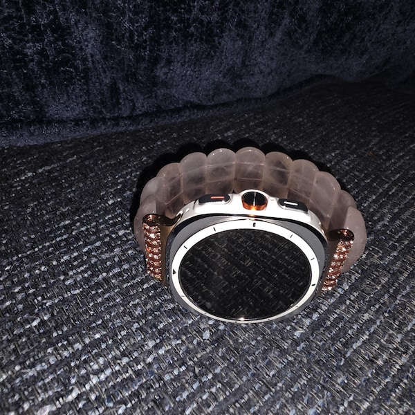 Rose Quartz Gemstone Handmade Watch Band: Natural Stone Galaxy Watch ...