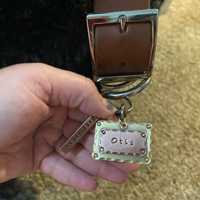 Large Dog Tag Personalized Pet ID Tag With Hand Stamped and - Etsy