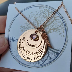 Engraved In Loving Memory Heart Memorial Necklace | Etsy