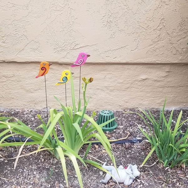 Yard Art Bird Garden Stakes,3 Inch Bird Garden Art,potted Plants,gift ...