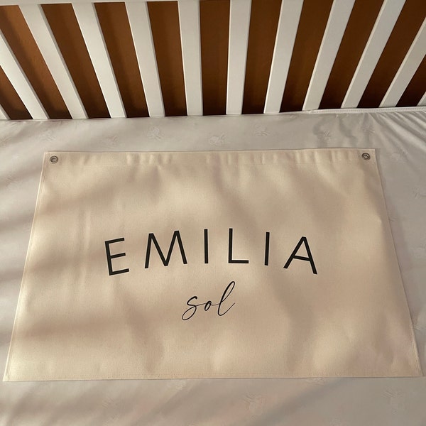 Baby Name Flag | Canvas Flag | Nursery Name Sign | Custom Name Banner ...