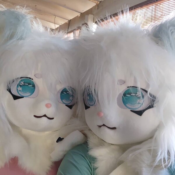 Pink-bombing Star Eye Kitty Fursona Kig Mask Head, Cosplay Furrysuit ...