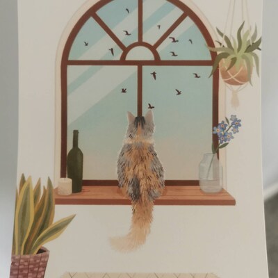 Gemini Cat Print, Zodiac Star Sign A4, A3, A2, 5x7, Cat Astrology ...