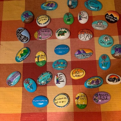 Painted Inspirational Positive Rocks, Painted Rocks, Motivational Gifts ...