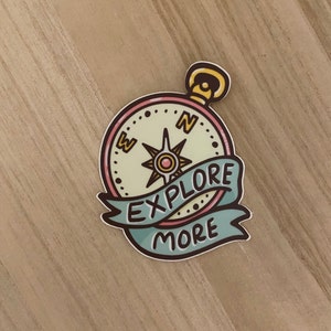 Outdoorsy Sticker, Explore More, Vinyl Stickers, Gift for Men, Compass ...