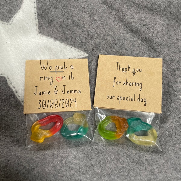 5x Personalised Haribo/kingsway Ring Sweet Wedding Favours, Engagement ...