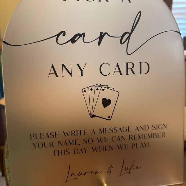 Pick a Card Acrylic Sign, Playing Cards Guestbook Sign, Playing Card ...